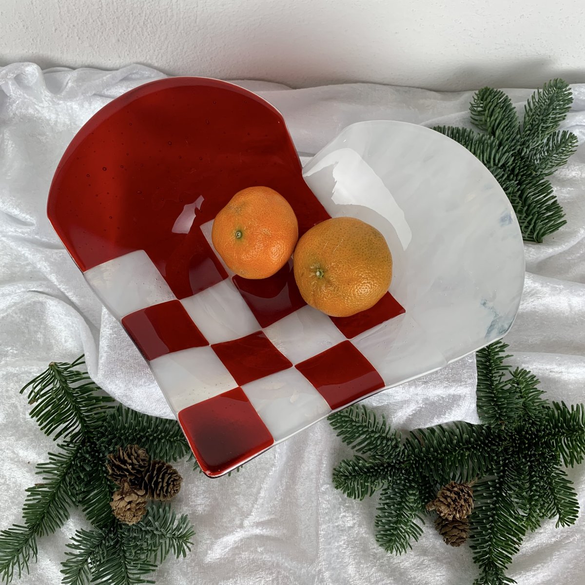 Stort hjerte fad - Rød (29 x 24 cm) - Unikt Glaskunst - Butik CharChri