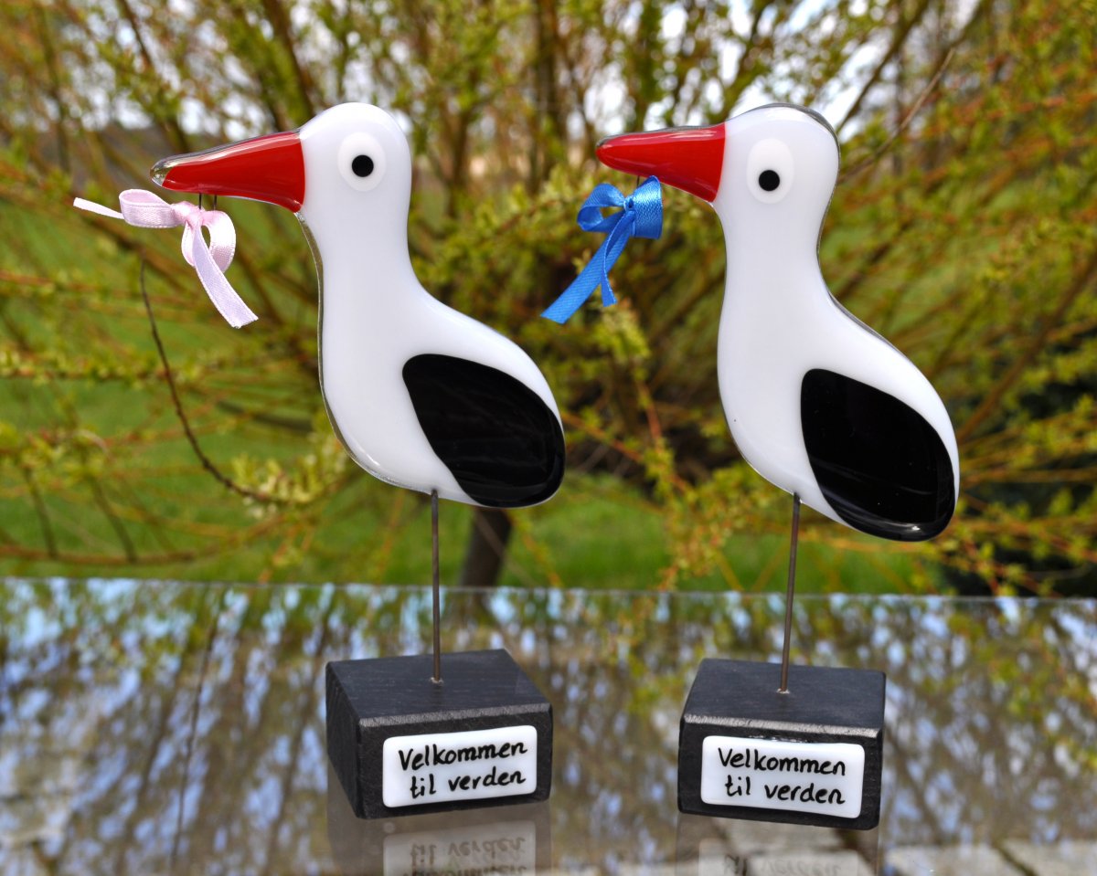Stork til pige - Unikt Glaskunst - Butik CharChri